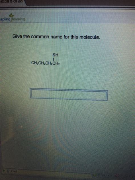 Solved Give The Common Name For This Molecule