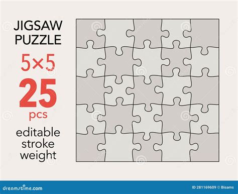 Empty Jigsaw Puzzle Grid Template 8x6 Shapes 48 Pieces Separate Matching Puzzle Elements