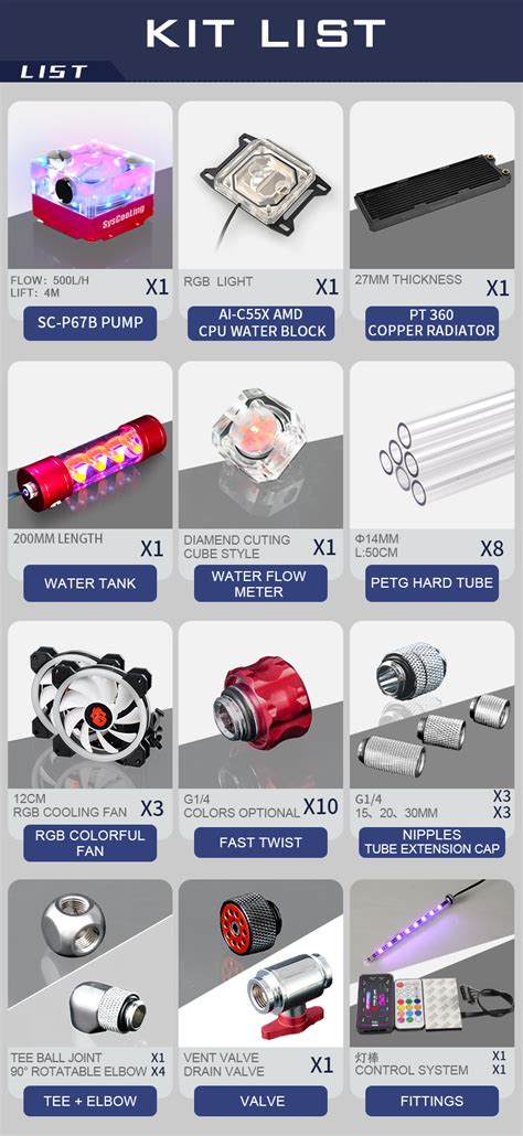 Syscooling Pc Water Cooling Kit For Amd Cpu Petg Tube Liquid Cooling System Rgb Support Hard