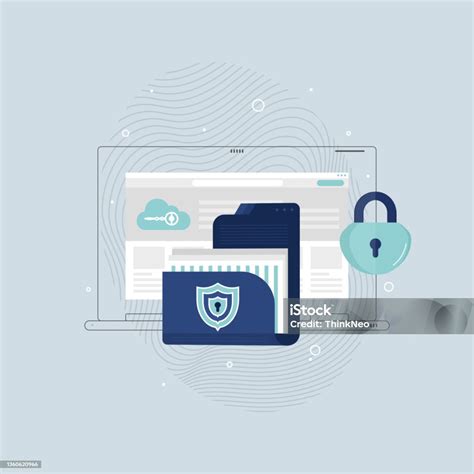 데이터 보호 벡터 개념 파일 폴더 보안 문서 및 데이터 안전 일러스트레이션 개인정보보호 규정에 대한 스톡 벡터 아트 및 기타