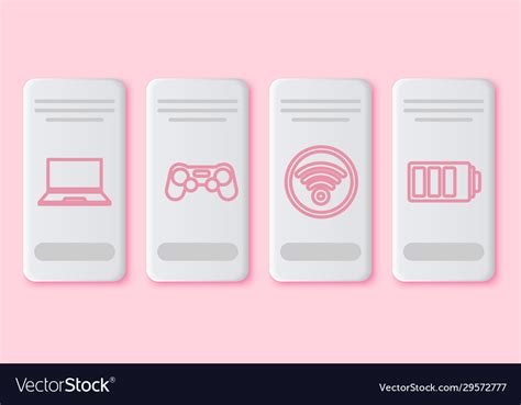 Set Line Laptop Gamepad Wi Fi Wireless Internet Vector Image