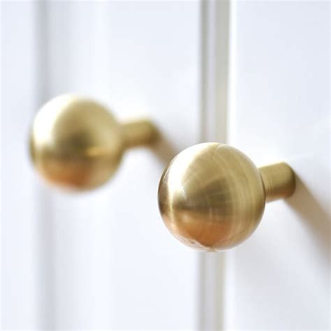 Solid Brass Cabinet Pulls Gold Cupboard Knobs Furniture T Etsy