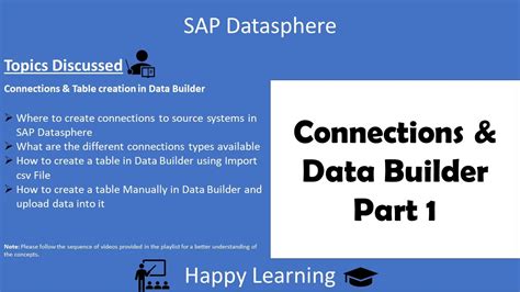 03 Sap Datasphere Connections And Table Creation Youtube