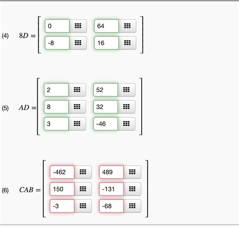 Solved Part Consider The Matrices A B C And D Below Chegg