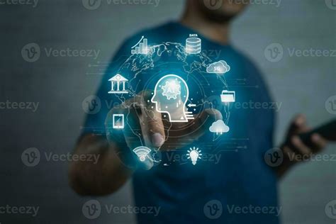 Businessman Use Smartphone Mobile Phone With Touch Digital Chatbot Chat Gpt Robot Application