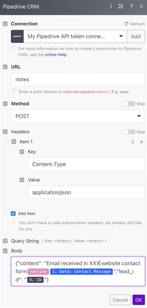 Add Note Using Make Api Pipedrive Developers Community