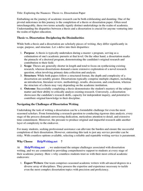 Difference Between Thesis And Dissertation Paper Pdf Thesis Doctor Of Philosophy