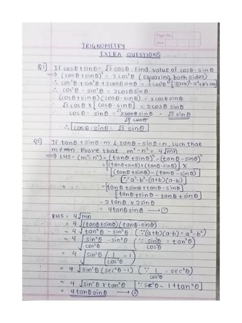 Chap 8 Trigonometry Extra Questions Pdf