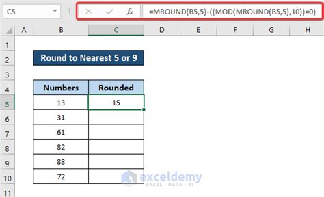 How To Round To The Nearest 5 Or 9 In Excel 8 Methods Exceldemy