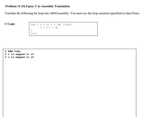 solved problem 11 16 5 pts c to assembly translation