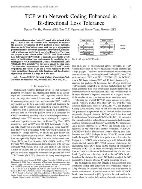 Tcpnc In Bi Direction Loss Pdf Transmission Control Protocol
