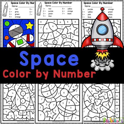 🚀 Free Printable Outer Space Color By Number Preschool Worksheet