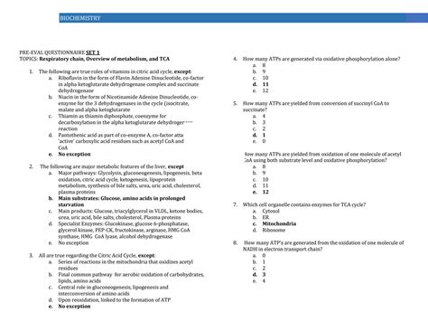 Solution Biochemistry Questionnaire Studypool