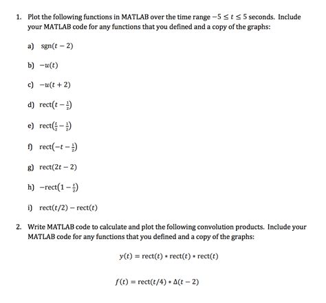 Solved Plot The Following Functions In Matlab Over The Time