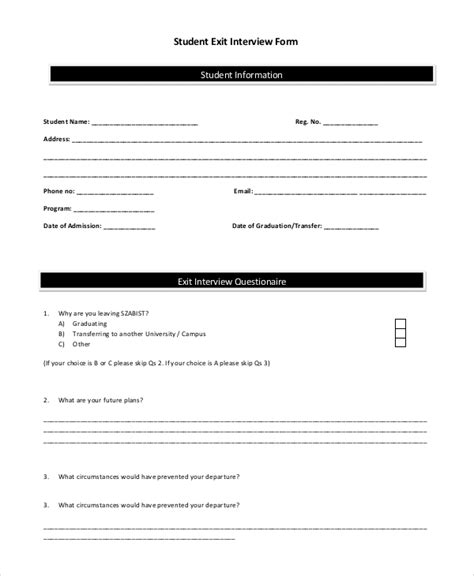 Printable Exit Interview Template