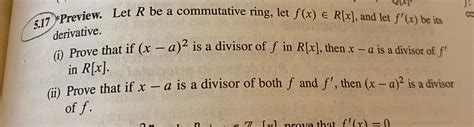 Solved 517 Preview Let R Be A Commutative Ring Let