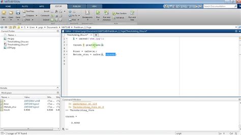 Threshold In Matlab With Otsu Method Youtube