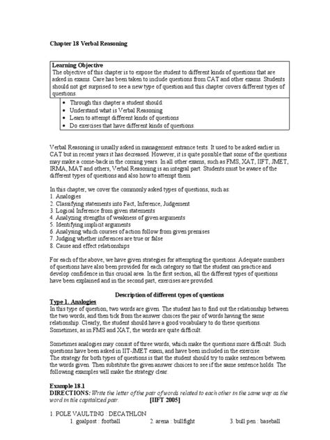 Chapter 18 Verbal Reasoning Pdf Argument Causality
