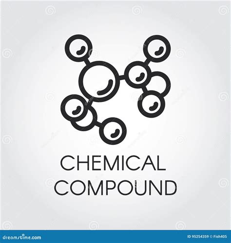 Linear Icon Of Chemical Compounds Abstract Contour Label Of Molecular