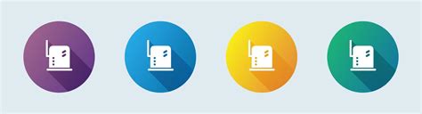 Router Solid Icon In Flat Design Style Network Connection Signs