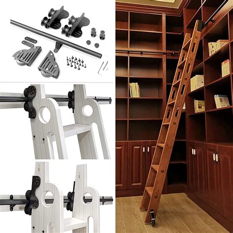 33ft 20ft Sliding Ladder Library Hardware Rolling Ladder Round Tube