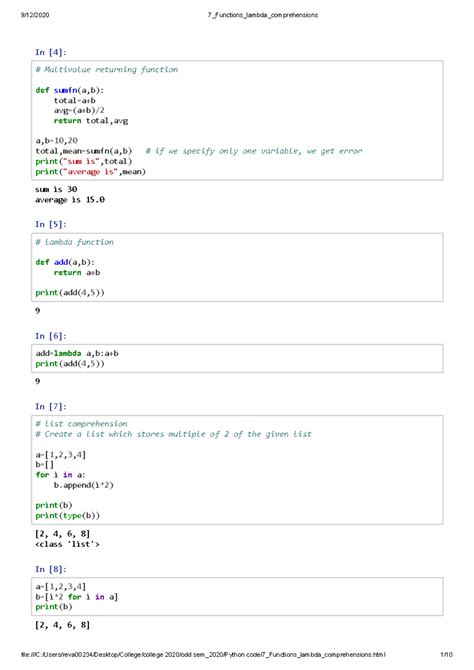 7 Functions Lambda Comprehensions In 4 Multivalue Returning Function Def Sumfnab Total