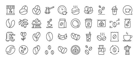 커피의 라인 아이콘 모음입니다 편집 가능한 스트로크 카드 앱 배너 게시물 디자인을 위한 미니멀한 선형 그림 아이콘에 대한 스톡 벡터 아트 및 기타 이미지 Istock