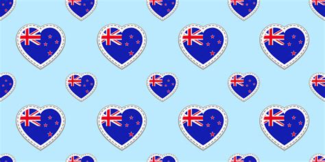 뉴질랜드 깃발 완벽 한 패턴입니다 벡터 Stikers를 플래그입니다 사랑 하트 기호 언어 코스 스포츠 페이지 여행 지리적 디자인
