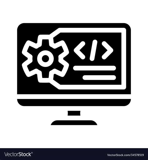 Working Code Computer Screen Glyph Icon Royalty Free Vector