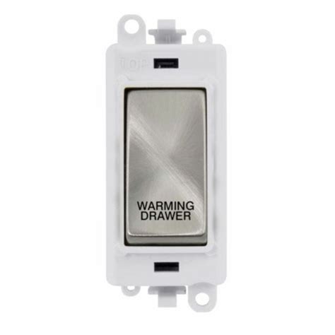 Click GM2018PWSC WDR GridPro Satin Chrome 20AX 2 Pole WARMING DRAWER Switch Module White Insert