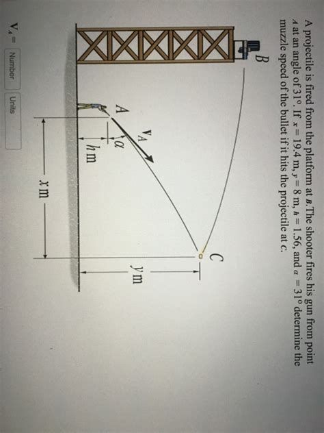 Solved A Projectile Is Fired From The Platform At B The Chegg