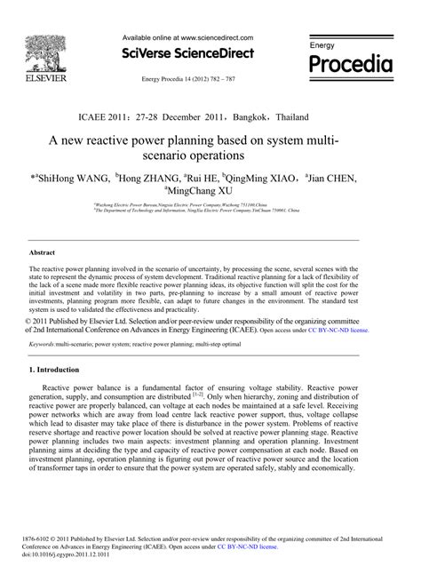 Pdf A New Reactive Power Planning Based On System Multiscenario Operations