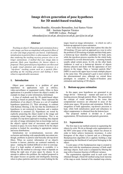Pdf Image Driven Generation Of Pose Hypotheses For 3d Model Based Tracking