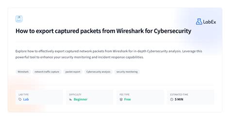 Wireshark 에서 캡처한 패킷을 사이버 보안 분석을 위해 내보내기 Labex