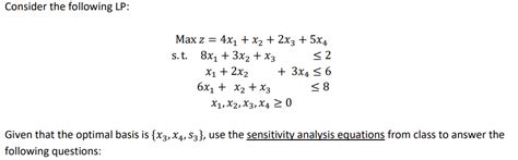 Solved Consider The Following Lp Begin Array Rr Text