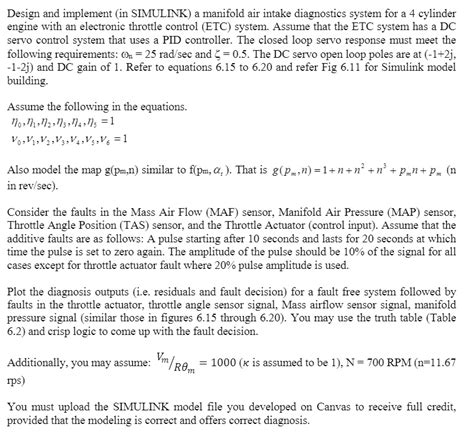 Solved Design And Implement In Simulink A Manifold Air Intake