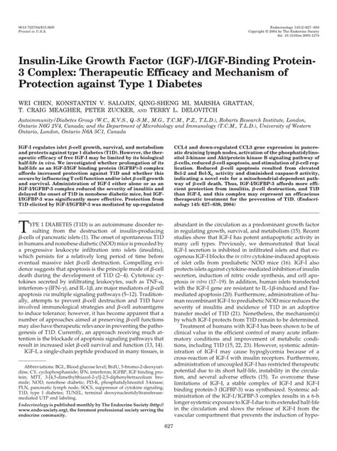 Pdf Insulin Like Growth Factor Igf Iigf Binding Protein 3 Complex