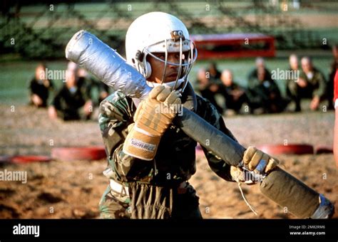 A Recruit Practices Pugil Stick Techniques During Hand To Hand Combat
