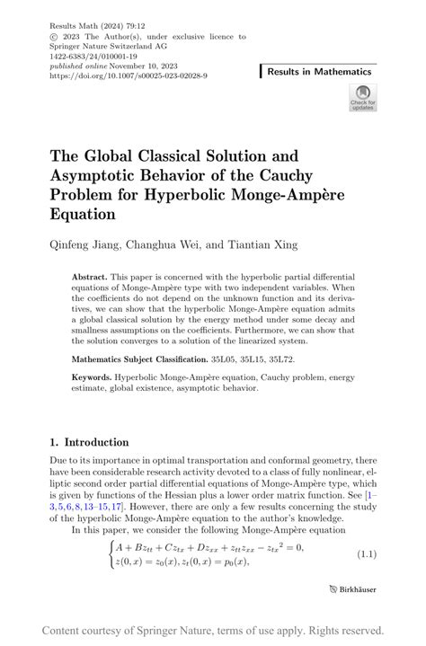 The Global Classical Solution And Asymptotic Behavior Of The Cauchy Problem For Hyperbolic Monge