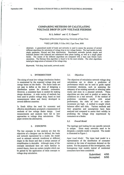 Pdf Comparing Methods Of Calculating Voltage Drop In Low Voltage Feeders