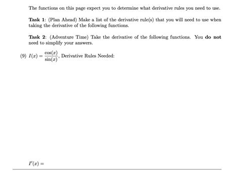 Solved We Will Start With Practice Using Specific Derivative Chegg Com