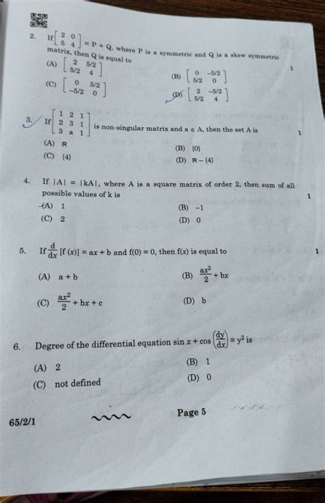 If A KA Where A Is A Square Matrix Of Order 2 Then Sum Of All Poss