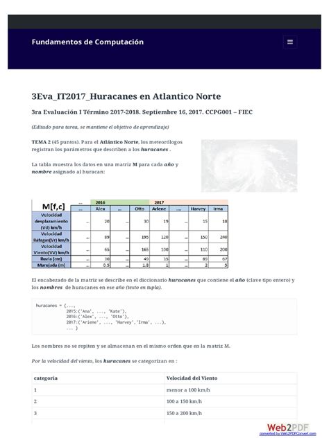 Ejercicio Python Numpy Pdf Ciclones Tropicales Matriz Matemáticas