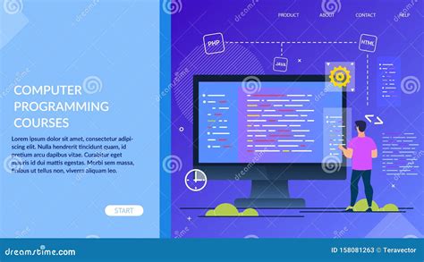 informative poster computer programming courses stock vector illustration of flat marketing