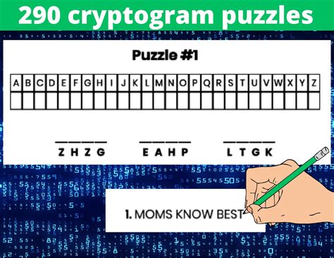 290 Crypto Puzzles In Printable Pdfs Adult Activity Book With Cryptogram Puzzles Instant