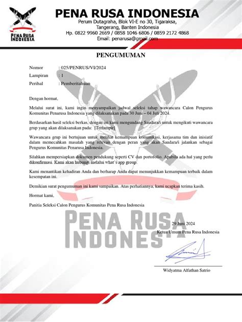 pengumuman jadwal tahap wawancara batch 4 pdf