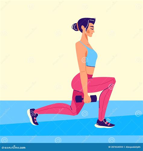 Lunges Booty Workout With Resistance Bands Cartoon Vector