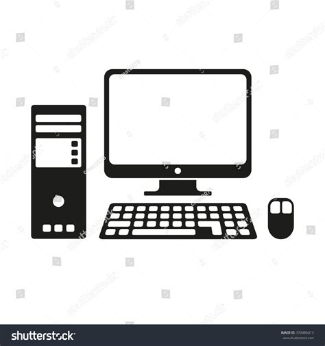 Computer Flat Icon Black On White Stock Vector Royalty Free 370486013