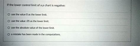 If The Lower Control Limit Of A P Chart Is Negative Use The Value As The Lower Limit Use The