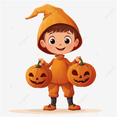 주황색 의상을 입고 호박을 들고 있는 만화 캐릭터 만화 캐릭터 축하 Png 일러스트 및 이미지 에 대한 무료 다운로드 Pngtree